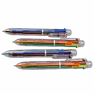 Maydahui 12PCS Multicolor Ballpoint Pen 6-in-1 Retractable Ball Point Pens Transparent Barrel for Office School Students