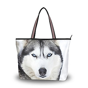 My Daily Women Tote Shoulder Bag Husky Dog Handbag Large