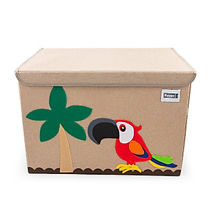 HYGGE + Animial Toy Storage Bin with Lid 20.8" x 13" x 13" Durable fabric & lightweight design. Great for storing toys, books, linens, games, clothing, baby products & more! (Safari Pack)