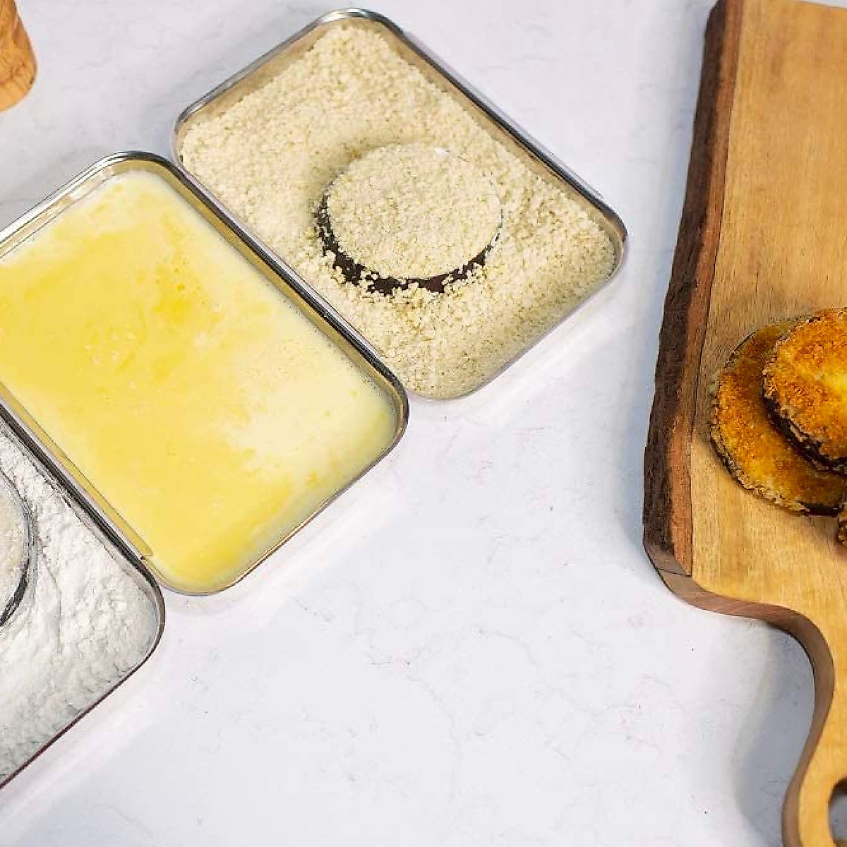 Küchenprofi Stainless Steel Breading Set, No Mess Linking, Overlapping Breading Trays, Set of 3