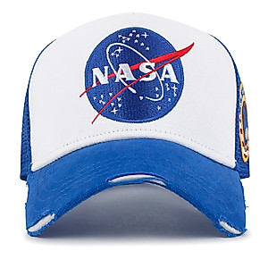 ililily PREMIUM NASA Meatball Logo Embroidery Baseball Cap Apollo 1 Patch Hat (as1, alpha, x_l, Blue)