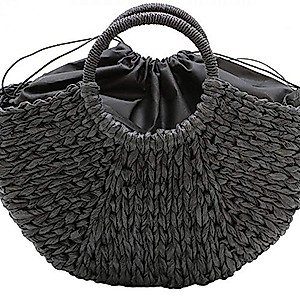 Straw Beach Bag Natural Hand Summer Tote Handbags Woven Handle Shoulder Bag For Women (Straw Bag L,)
