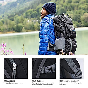 MOUNTAINTOP 40L Hiking Backpack with 3L Hydration Bladder for Women & Men Outdoor Travel Camping Day Pack with Rain Cover, 21.7 x 13 x 7.9 in,Black