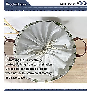 Sanjiaofen Nursery Laundry Basket Canvas Fabric Baby Boy Storage Bins,Collapsible Woodland Hamper,Waterproof Storage Baskets with Leather Handle,Forest Nursery Decor,Toy Organizer (Tree)