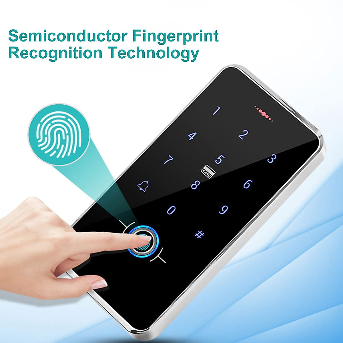 JIAN BOLAND Fingerprint Access Control Keypad, Door Access Control Keypad Wiegand 26 PIN Code RFID Keypad with 5pcs IC Key Fobs Backlight Waterproof IP67