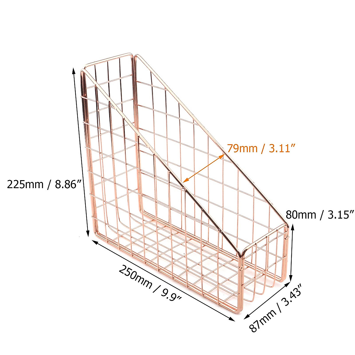 Coshar Minimalist File Holder Metal Wires Magazine Organizer Document Rack Letter File Storage Organizer Desktop Accessory - Rose Gold
