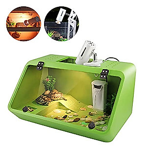 FIVEAGE Reptile Heat Lamp Fixture Turtle Aquarium Lamp Tortoise Light Heating Lamps Holder with 3 UVA UVB Turtle Light Sun Basking Spot Lamps for Reptiles,Amphibian(White)