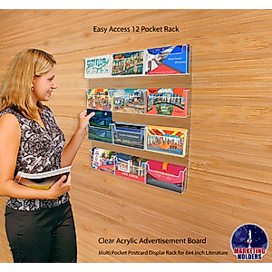 2 Pack Post Card Holder Acrylic 12 Pocket Holds 6" Printed Media Hanging Hardware Included Use at Shops Motels Airports and Transportation Centers Historical Sites Stores Clear by Marketing Holders