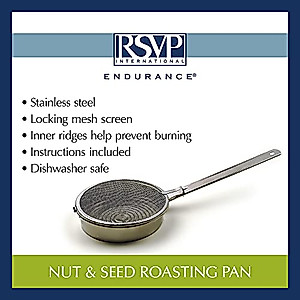 RSVP International Kitchen Roasting Collection Dishwasher Safe, Nut/Seed Toasting Pan, Stainless Steel