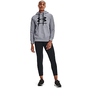 Under Armour Womens Rival Fleece Logo Hoodie , Steel Medium Heather (035)/Black , X-Large
