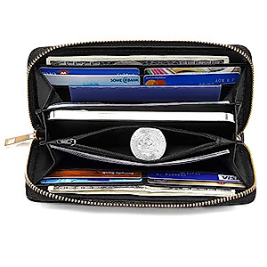 VOCUS Womens Wristlet Wallet Zip Around Clutch Wallet Large RFID Blocking PU Leather Bifold with Phone Holder for Travel