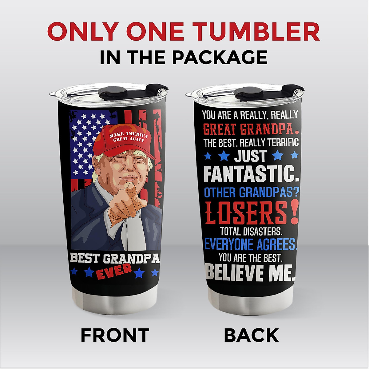 Viberty Grandpa Gifts - Gifts For Grandpa Gifts From Grandson, Granddaughter, Grandkids, Grandchildren - Christmas Birthday, Father's Day Gift For Grandpa - Best Grandpa Ever 20 oz Tumbler