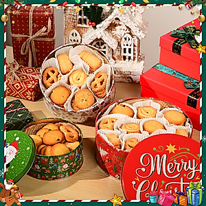 XEZEOS Christmas Storage Containers 3 Pack Christmas Cookie Tins with Lids Gingerbread Man Cookie Storage Containers Airtight Round Cookie Jars for Gift Giving Holiday Treats Baking Cake Container