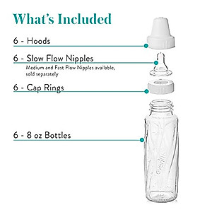 Evenflo Feeding Classic Glass Twist Bottles, 8 Ounce (Pack of 6),Clear,1018611