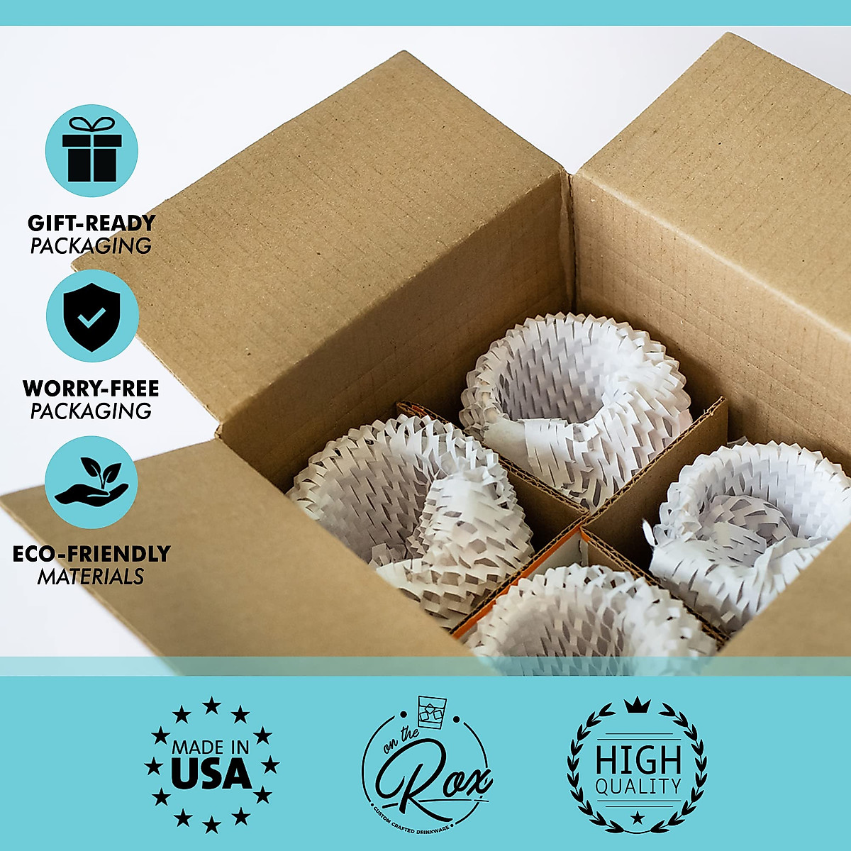 Funny Christmas Wine Glasses - “Baked, Lit, Bottoms Up, Blitzened” Printed Stemless Wine Glass Set of 4 - Wine Holiday Gifts for Her - Christmas Cocktail Glasses and Drinkware by On The Rox Drinks