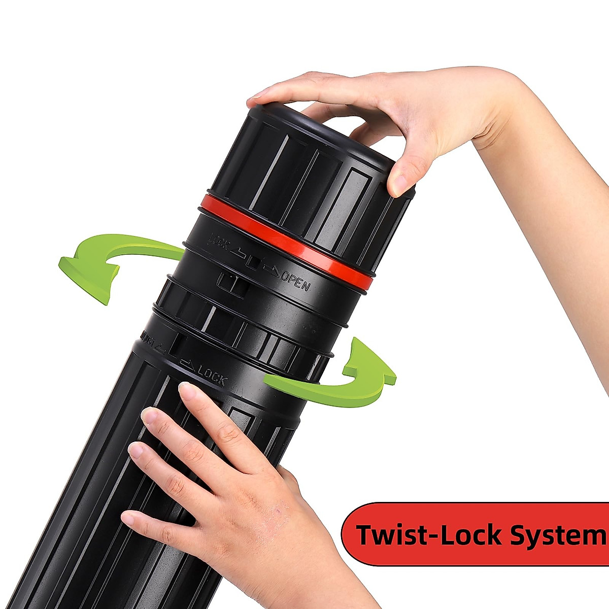 Eorbow 2 Pack Extendable Poster Tube, Round Black Telescoping Art Drafting Tube, Expand from 30.3" to 52", Plastic Blueprint Document Storage Holder Cases with Strap for Carrying Artworks Scrolls