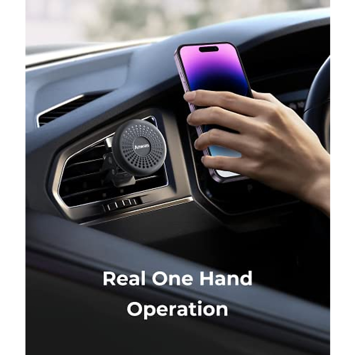 Anwas Magnetic Phone Holder for Car, [Bionic Alligator Clip] Universal Strong Car Vent Phone Mount, [6 Strong N52 Magnets] Cell Phone Holder Compatible with iPhone Samsung LG Google Pixel, etc