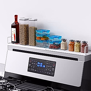 Bumusty Expandable 30" Stove Top Shelf, Magnetic Spice Rack Kitchen Shelf, Oven Shelf Kitchen Gadgets for Flat Top Stove Only