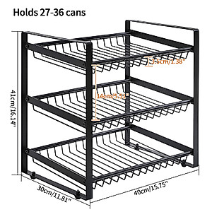 YMYNY 3-Tier Can Rack Organizer, Multifunctional Can Storage Dispenser, Holds Up to 36 Cans, Stacking Rack Holder for Kitchen Cabinets, Countertops, Pantry, Small Spaces, Black, HSR001H
