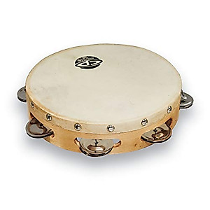 CP378 8" Wood Tambourine, Headed, Single Row Jingles