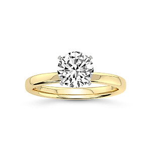 Friendly Diamonds 1 CT TW | IGI Certified Round Shape Lab Grown Diamond Engagement Ring | In 14K Or 18K in White, Yellow Or Rose Gold | Four Prong Solitaire Lab Diamond Ring | FG-VS1-VS2 Quality
