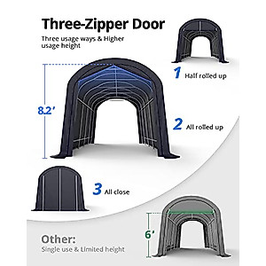 KING BIRD 12' x 20' Heavy Duty Round Style Carport for SUV, Full-Size Truck and Boat, Anti-Snow Car Canopy Outdoor Boat Shelter with Reinforced Ground Bars