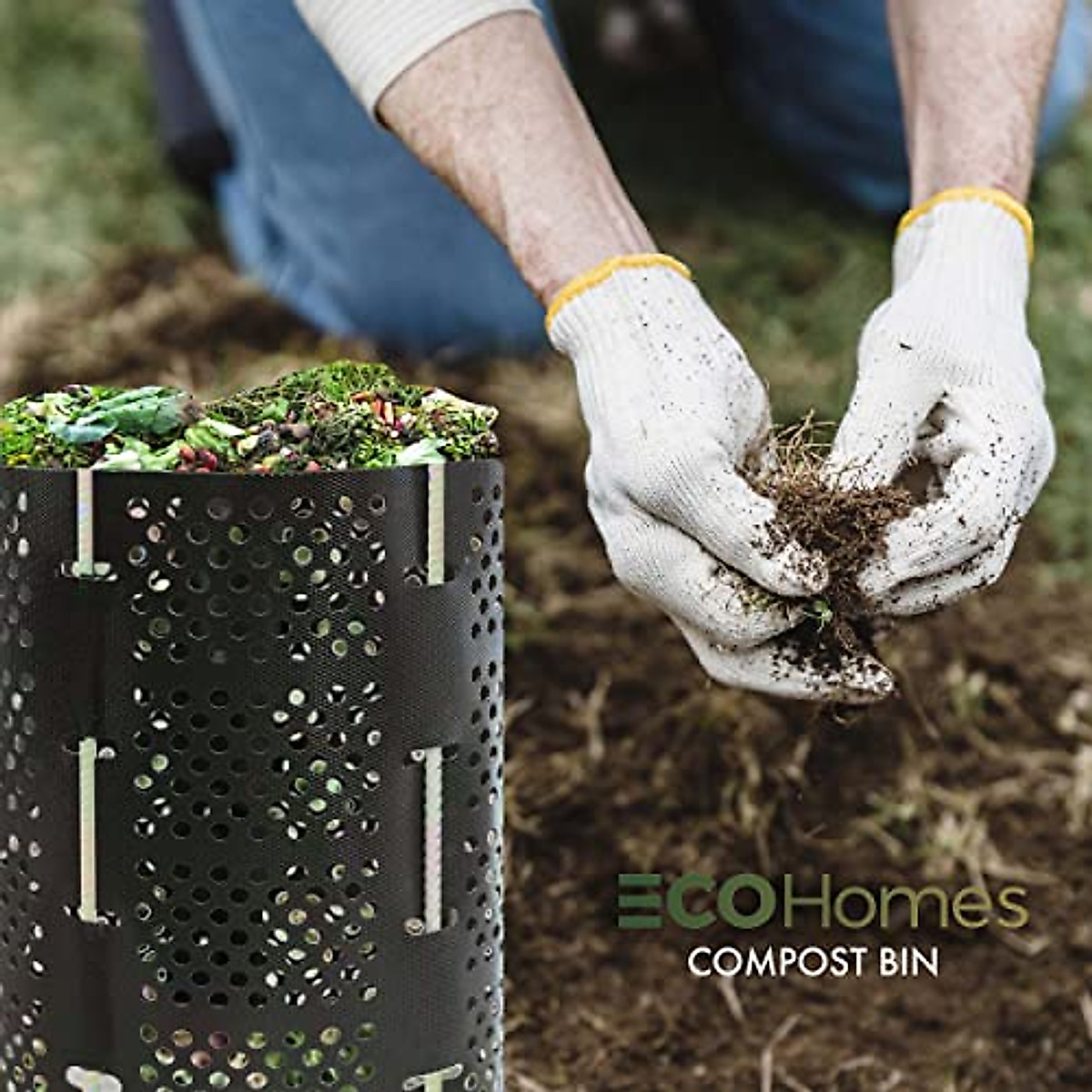 ECOHomes 100 Gallons Expandable Outdoor Compost Bin | Compact & Easy to Setup Garden Compost System - Adjustable Waste Composting Caddy Bin Suitable for Backyard, Lawn & More