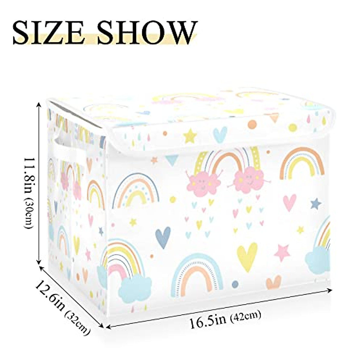 xigua Rainbow Storage Bins with Lids and Carrying Handle,Foldable Storage Boxes Organizer Containers Baskets Cube with Cover for Home Bedroom Closet Office Nursery