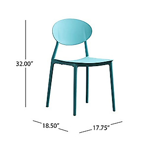 Christopher Knight Home Ali Indoor Plastic Chair (Set of 2), Teal
