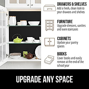 Gorilla Grip Peel and Stick Adhesive Removable Liner for Books, Drawers, Shelves and Crafts, Easy Install Kitchen Decor Paper, Contact Liners Cover Book, Drawer, 11.8 in x 20 FT Roll, Jet Black