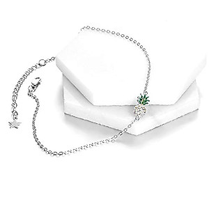 Pineapple Anklets Gifts for Women Sterling Silver Adjustable Pineapples Chain Link Ankle Bracelets Beach Anklet Jewelry for Women Teens