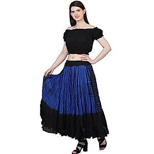 Wevez Women's American 25 Yard Cotton Skirt (Blue Tie Dye)