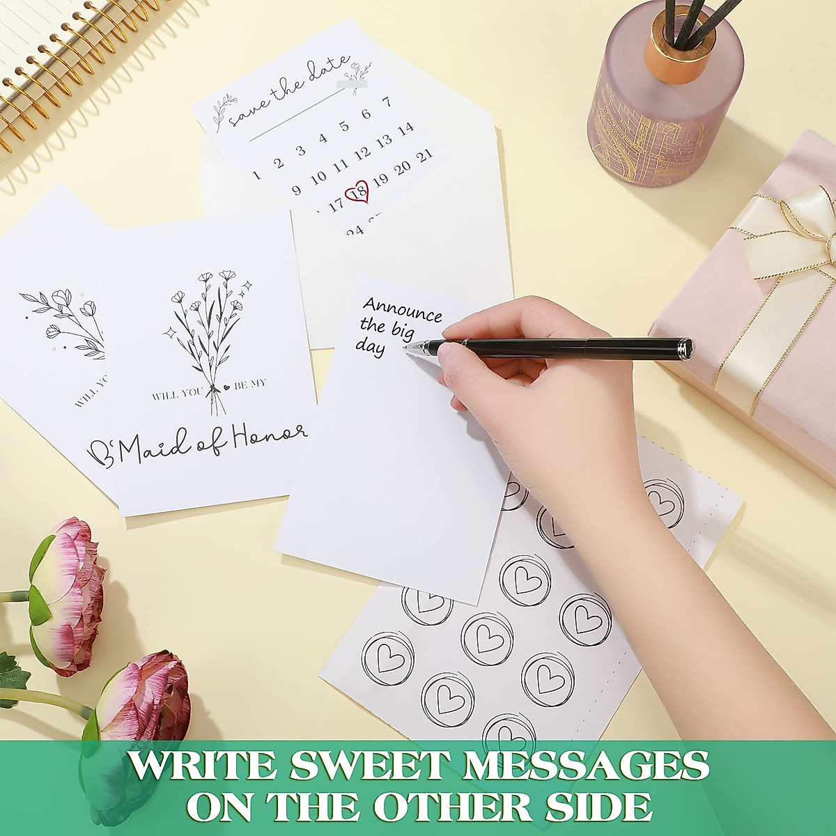 Jutom 28 Pcs Funny Bridesmaid Proposal Card Set, Include 8 Will You Be My Bridesmaid, 2 Will You Be My Maid of Honor, 2 Matron of Honor, 2 Flower Girl and 14 Envelopes for Wedding Bridal Shower