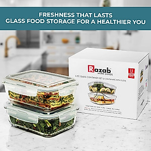 6.5 Cups/ 52 Oz 4 Piece (2 Containers +2 Lids) Glass Food Storage/ Baking Container Set w/Locking Lid - For Storing & Serving BPA Free & Leak Proof - Microwave, Dishwasher, Fridge, Freezer n Oven Safe