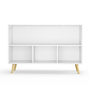 CuisinSmart Kids Bookshelf with Toy Storage Organizer,35.5" Bookcase with Bins for Nursery Playroom Furniture Kids Bedroom Kids Reading Nook,35.5"x11",Grey