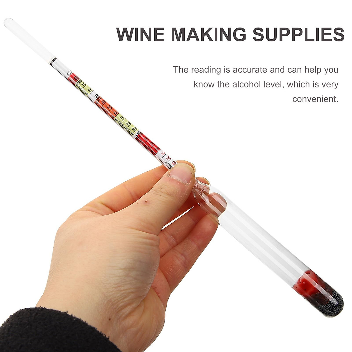 POPETPOP 1 Set Alcohol Meter Brewing Supplies Lab Hydrometer Graduated Cylinder Stills for Distilling Moonshine Brewer Elite Hydrometer Kit Beer Alcohol Hydrometer Sugar Meter Plastic Wine