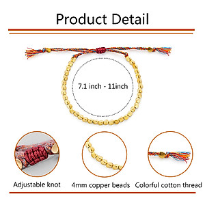 Wremily 2 Pcs Tibetan Copper Bead Bracelet Set Handmade Braided Cotton Bracelet Lucky Rope Bracelet Adjustable Friendship Bracelet Gift for Women Men