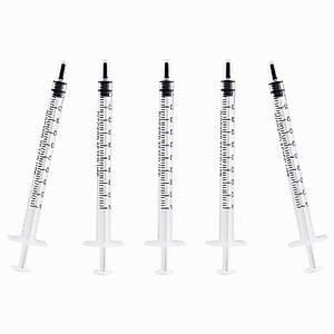 LUTER 12Pcs 1ml Plastic Syringes, No Needle Syringe with Measurement for Scientific Labs Experiment, Dispensing, Measuring Liquids, Watering, Feeding Pets, Oil or Glue Applicator(White)
