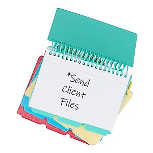 C-Line Spiral Bound Index Card Notebook with Tabs, Includes 60 Ruled 3 x 5 Inch Index Cards, 1 Notebook, Color May Vary (48750)