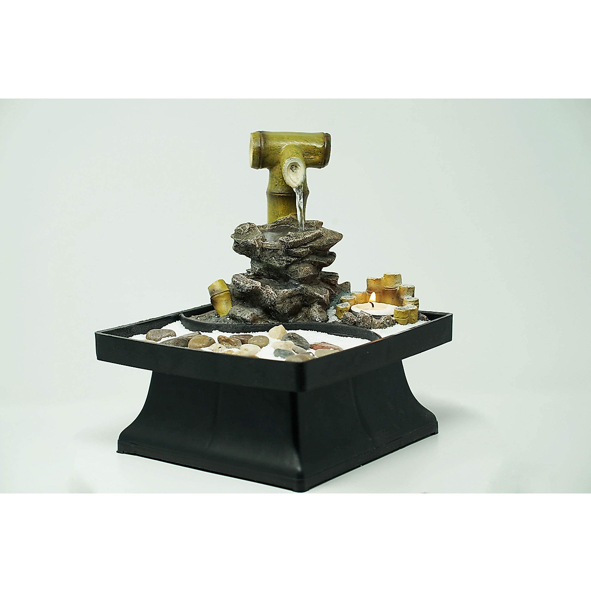 SPH Zen Garden Bamboo Water Fountain for Home/Indoor/Desk/Office/Relaxing with Candle and Sandbox/Water Fountain for Peace and Meditation