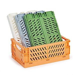 Plastic Crates for Storage Stackable – Set of 4 Collapsible Crates for Groceries, Books, Toys, Clothes, Makeup & More – Sleek Folding Pastel Crates for Organizing – Medium, 5.9" x 10" x 1.02"