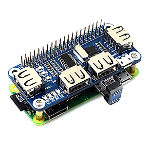 4-Port Raspberry Pi USB HUB HAT for Raspberry Pi 4B/3B+/3B/2B/B+/A+/Zero/Zero W, 4 USB Ports Compatible with USB2.0/1.1 Onboard USB to UART Onboard Multi Indicators