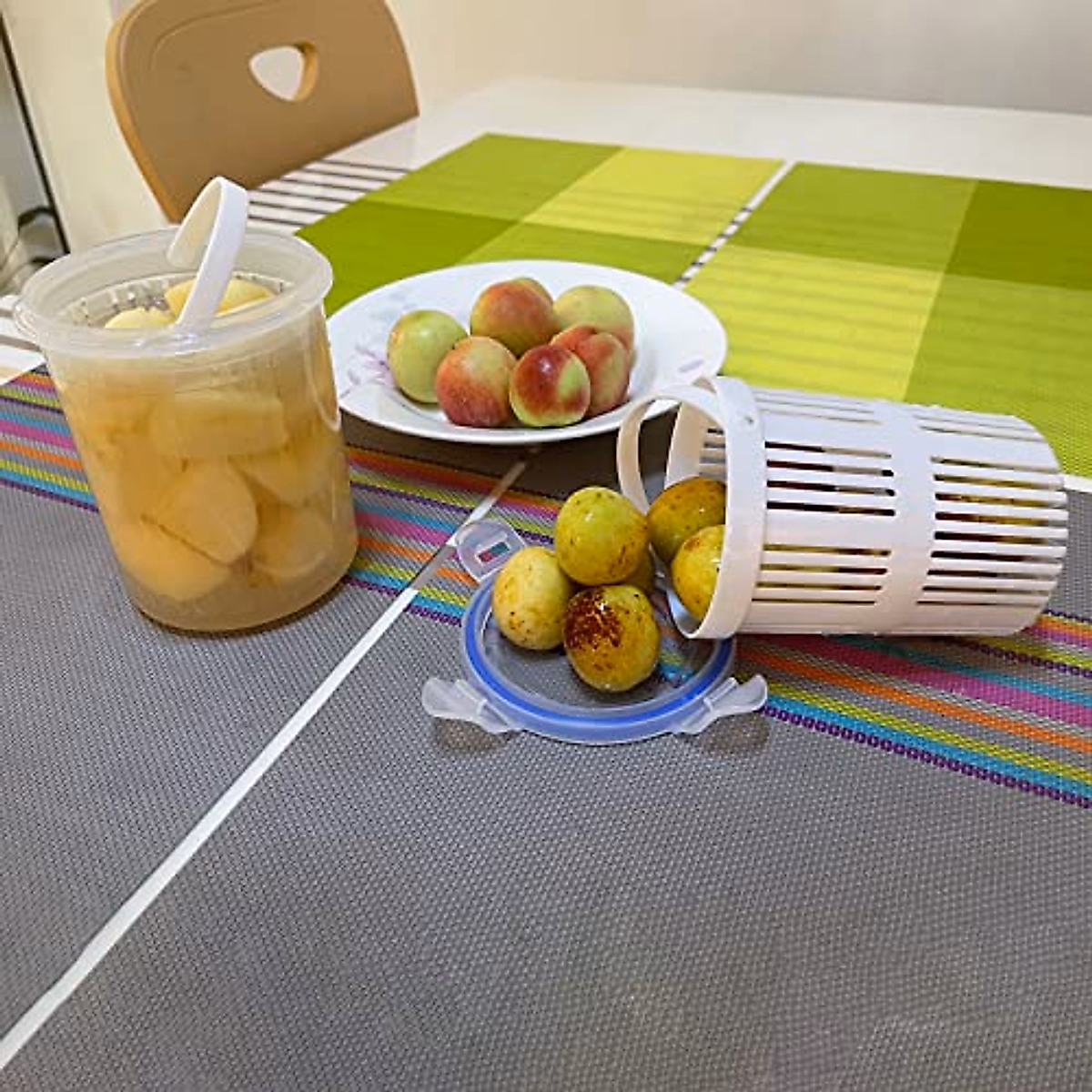 RAKIGI Plastic Pickle Jar with Strainer Flip Pickle Storage Container with Strainer Insert Bucket of Pickles with Leak Proof and Lock It Lid for Dry and Wet Separation of Cucumbers Jalapenos Food