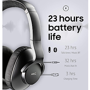 SAMSUNG AKG (A Samsung Brand) N700NC M2 Over-Ear Foldable Wireless Headphones, Active Noise Cancelling Headphones - Black (US Version), 2.6, Model:GP-N700HAHCIWA