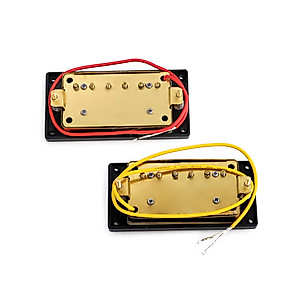 Metallor Humbucker Double Coil Pickups Neck and Bridge Pickup Compatible with LP Style Electric Guitar Parts Replacement Gold.
