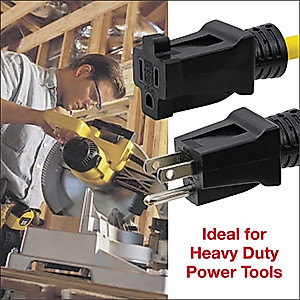 Clear Power 25 ft 12/3 SJTW Heavy Duty Outdoor Extension Cord, Water,Weather & Kink Resistant, Flame Retardant, Yellow, 3 Prong Grounded Plug, CP10144