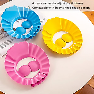 NEPAK 6PCS 3 Color Adjustable Bath Shampoo Cap,Baby Shower Cap,Adjustable Children's Sun Hat,Children's Shampoo Shield Hat with Ear Protection,Used for Baby Bath and Shampoo Safety