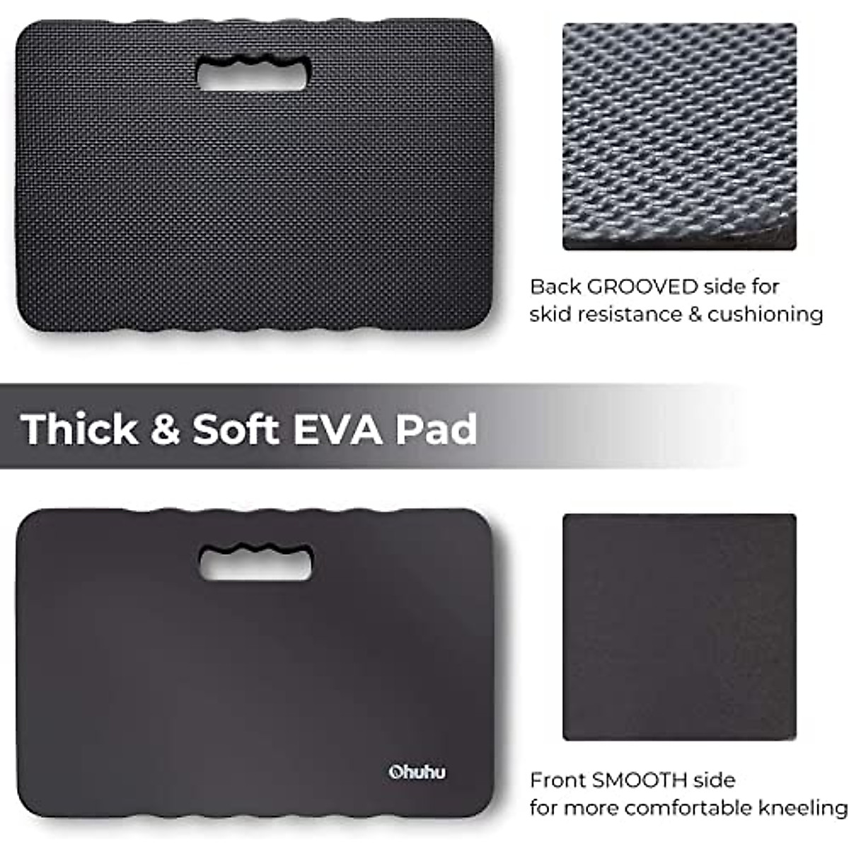 Ohuhu Premium Thick Kneeling Pad, 2-Pack Large Comfortable Gardening Knee Mat with 2 Different Surfaces, Extra Thick Knee Cushion Kneeler for Gardening Work Baby Bath Exercise Praying, 17x11x1.5 Inch