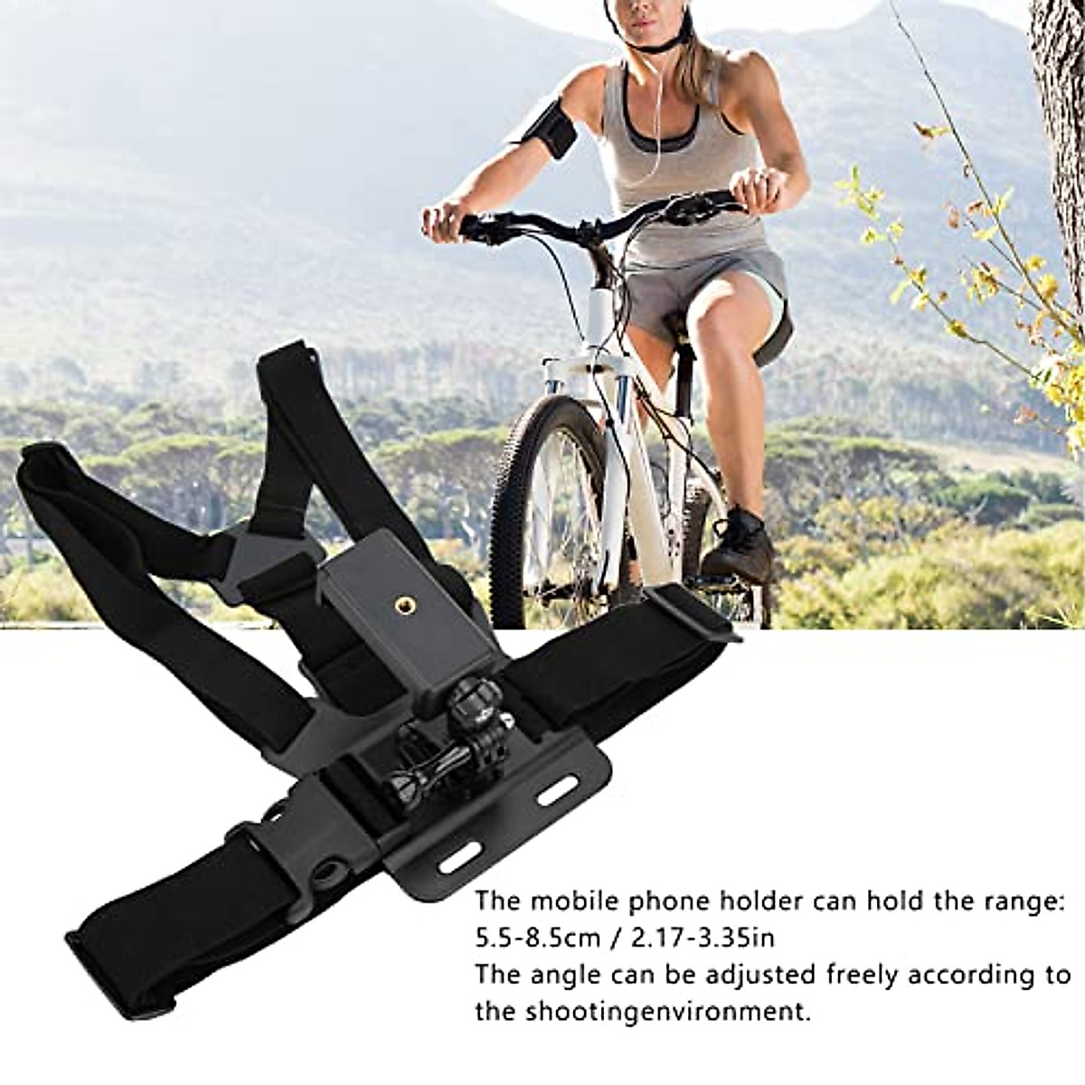 Cellphone Selfie Chest Mount, Stretchable ABS Adjustable Angle Phone Selfie Neck Holder Kit for Skiing