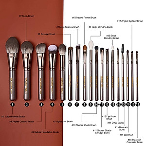 Professional Makeup Brush Set,Eigshow Makeup Brushes Perfect for Foundation Face Powder Blending Blush Bronzer Eyeliner Eye Shadow Brows with Case(PRO 18pcs Coffee)